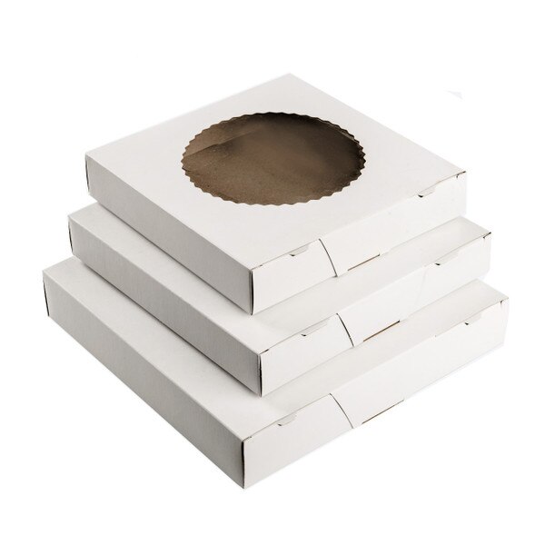 8 x 8 x 1.5 Pie Box with Window White (250 pcs)