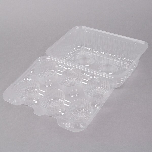 6-Cup High Top Hinged OPS Plastic Cupcake Container (200 pcs)
